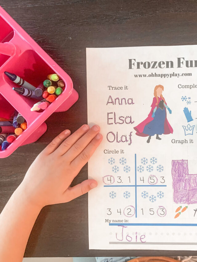 Free Frozen 1 Themed Printable Worksheet for Kindergartners - Oh Happy Play