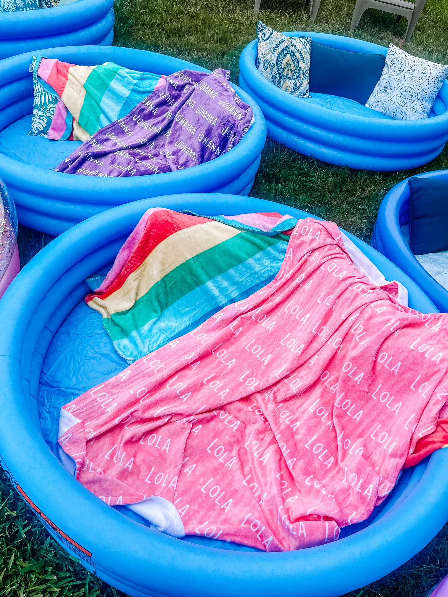 Fun Backyard Outdoor Movie Night with Kiddie Pools